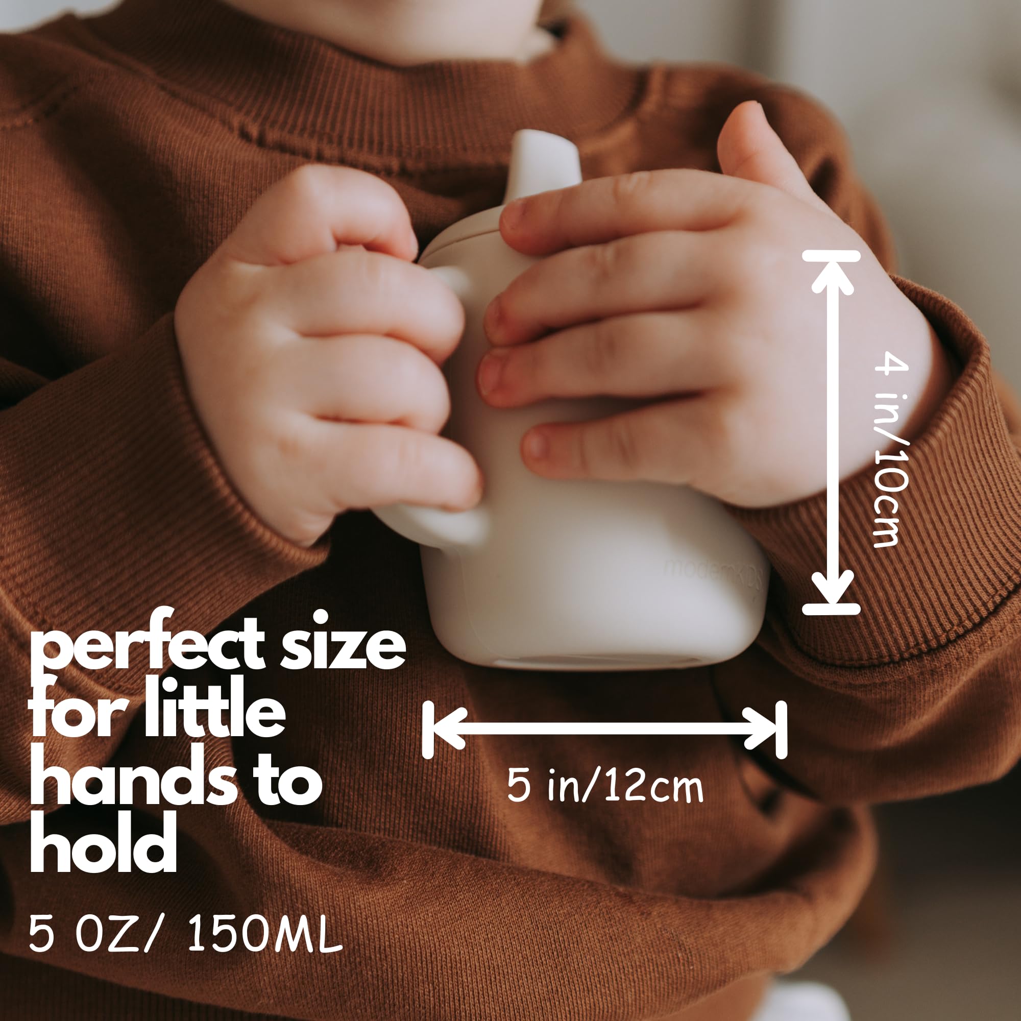 KIDSco. Silicone Sippy Cup and Training Cup for Baby 6 months+ Soft Spout and Handles Unbreakable Easy Grip for Babies 6-12 months and Toddlers 1-3 years 5oz/150ml (Caramel)