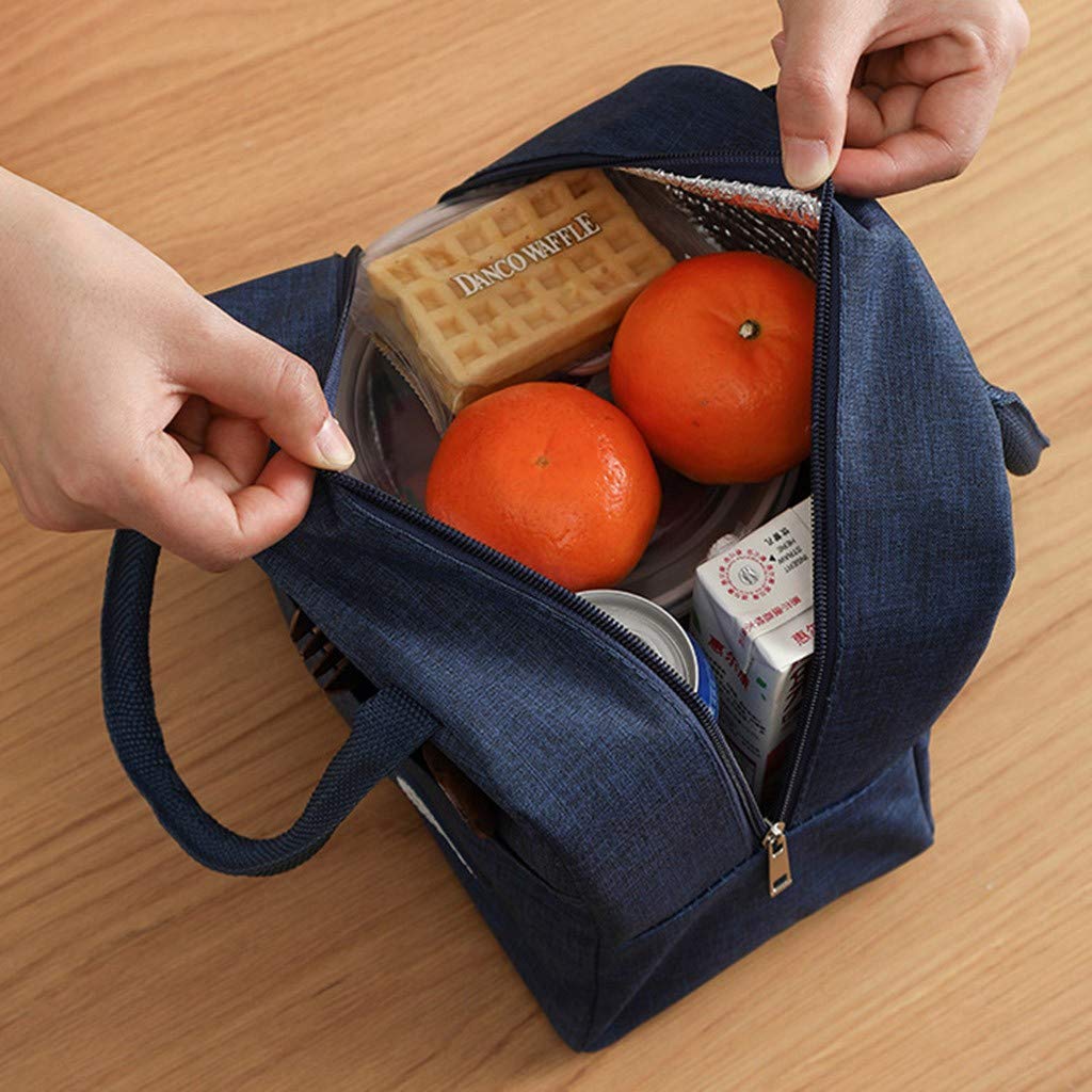 GOAWTFAFS Thermal Bag Lunch Picnic Cartoon Portable Bento Insulated Carry Case Lunch Bag (Black, One Size)