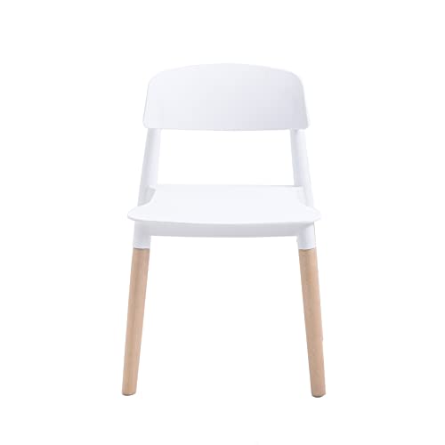 Porthos Home Clyde Dining Chairs Set of 4 with Waterproof and Stain-Resistant PP Plastic Back, Seat and Legs with Woody Accents (Space-Saving Stackable Design for Dining Rooms