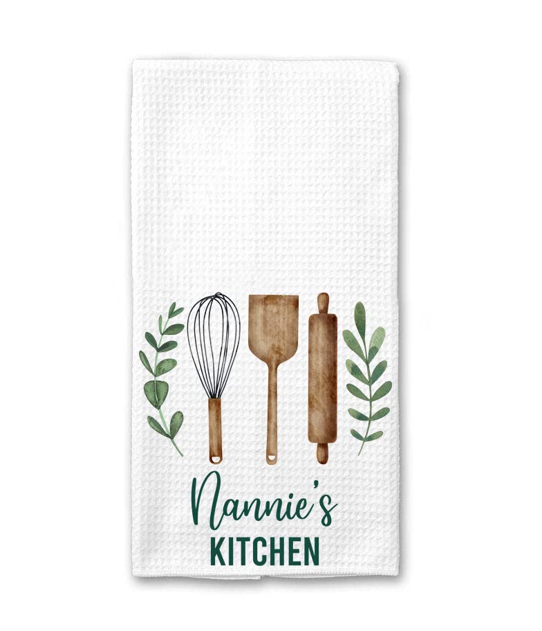 DiandDesignGift Nannie's Kitchen Towel - Tea Towel Kitchen Decor - Nannie's Kitchen Soft and Absorbent Kitchen Tea Towel - Decorations House Towel - Kitchen Dish Towel Nannie's Birthday Gift