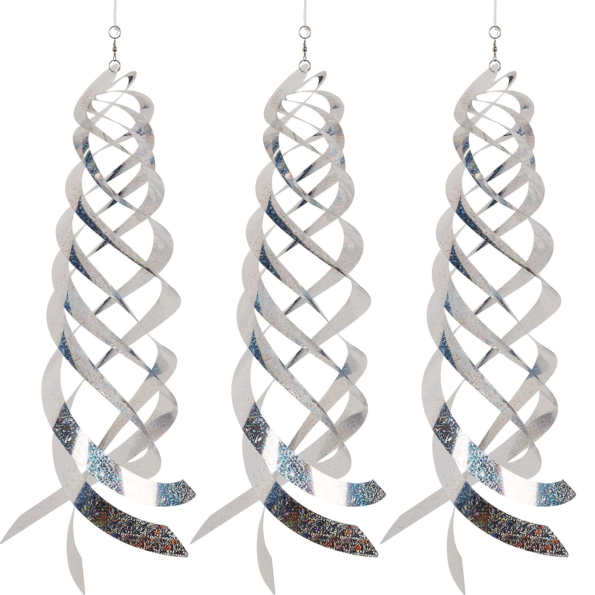 Hausse 2 Pack Fake Horned Owl | 3 Pack Spiral Reflectors Silver Mylar Spinner