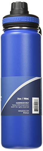 Takeya Originals 24 oz Vacuum Insulated Stainless Steel Water Bottle with Straw Lid, Navy