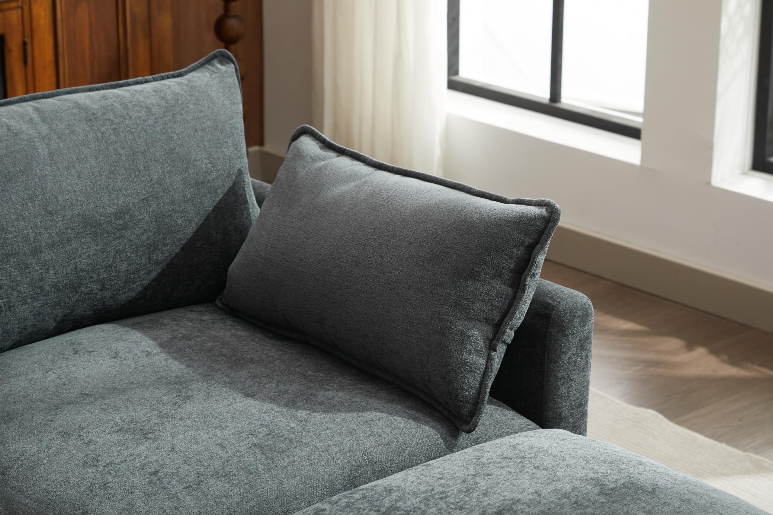 Orange Modular Sectional Sofa, 101" Modern Cloud Couch for Living Room, 3-Seater Upholstered Chenille Deep Seat Sofa, Comfy L Shaped Sectional Couch with Movable Ottoma & Pillows for Apartment Office