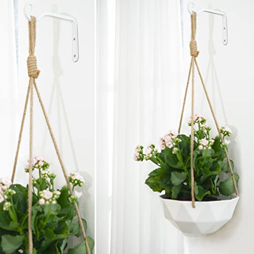 Mkono Hanging Plant Bracket 6 inch Metal Wall Plant Hook Decorative Plant Hanger for Bird Feeders, Planters, Lanterns, Wind Chimes, Home Decor Indoor Outdoor 2 Pack, White