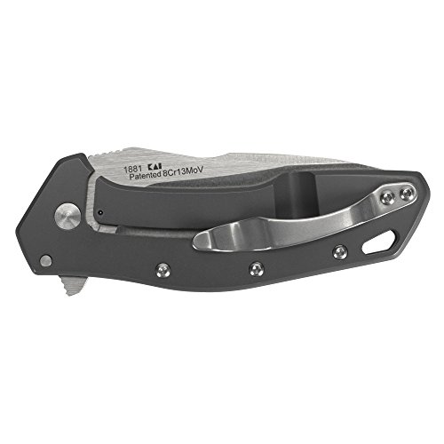 Kershaw Eris Pocketknife, 3" 8Cr13MoV Stainless Steel Drop Point Blade, Stonewashed Finish, One-Handed Assisted Flipper Opening EDC,Black
