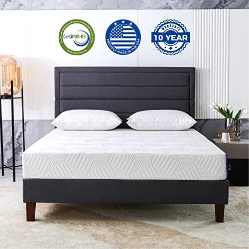 MLILY EGO Blue 8 Inch Twin Memory Foam Mattress, Bed in a Box, Green Tea and Cooling Gel Infused, CertiPUR-US Certified, Made in USA, Medium-Firm, 38βx75βx8β, White