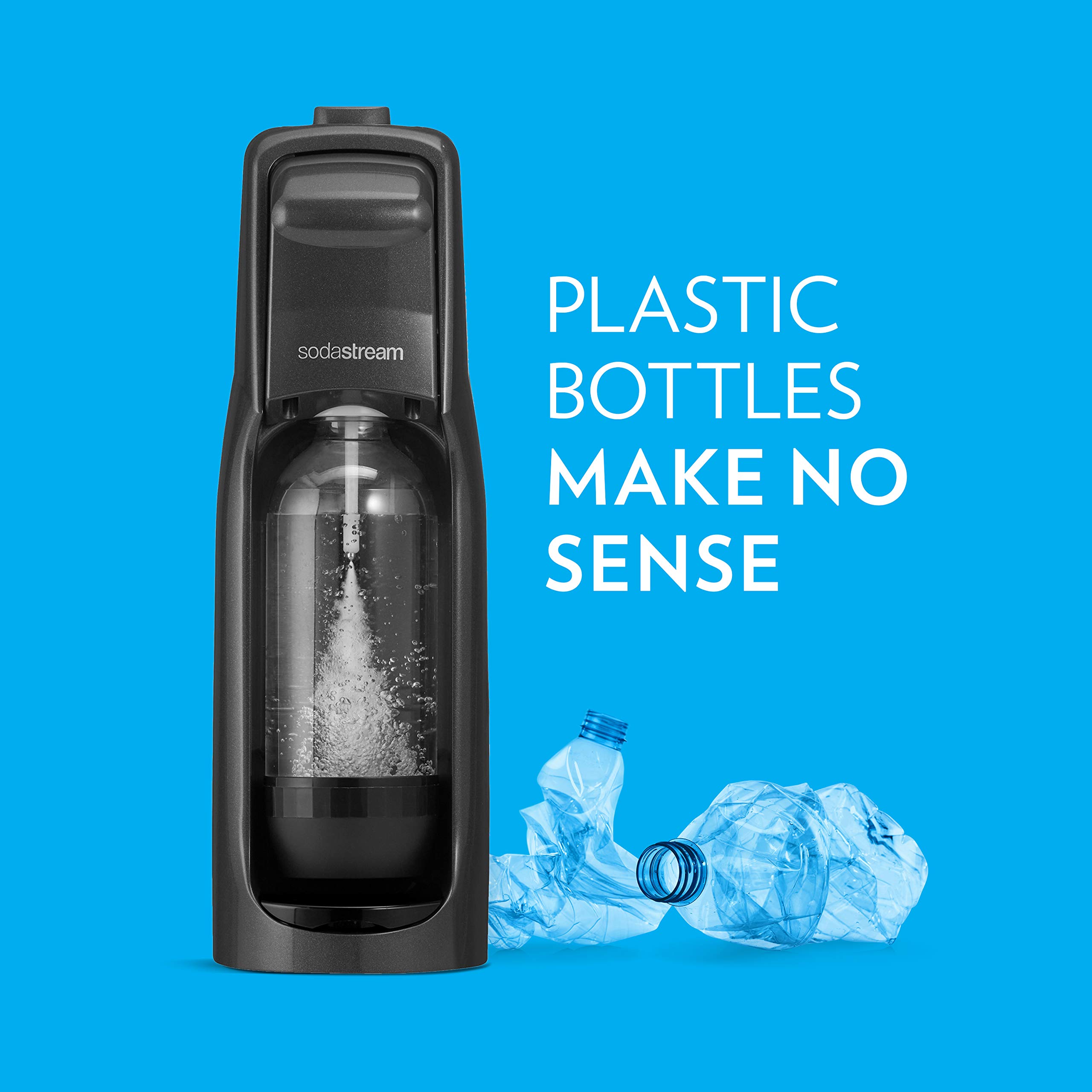 SodaStream Fountain Jet Sparkling Water Maker, Bundle with bubly drops, Black