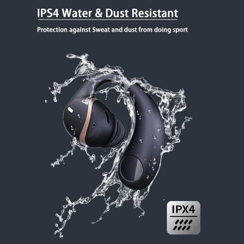 Loluka Open Ear Air Conduction Wireless Ear Clip Headphones Bluetooth Earbuds 10Hrs Playtime with LED Power Display True Wireless Earbuds Stereo HiFi Music IPX4 Waterproof