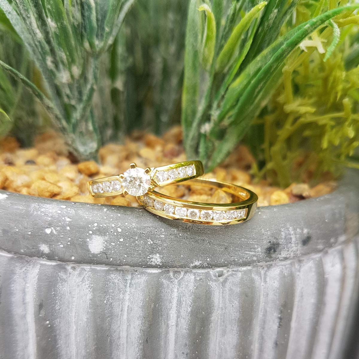 Dazzlingrock Collection 1.00 Carat (Cttw) 18K Round Diamond Women Engagement Ring Set 1 CT, Yellow Gold, Size 7