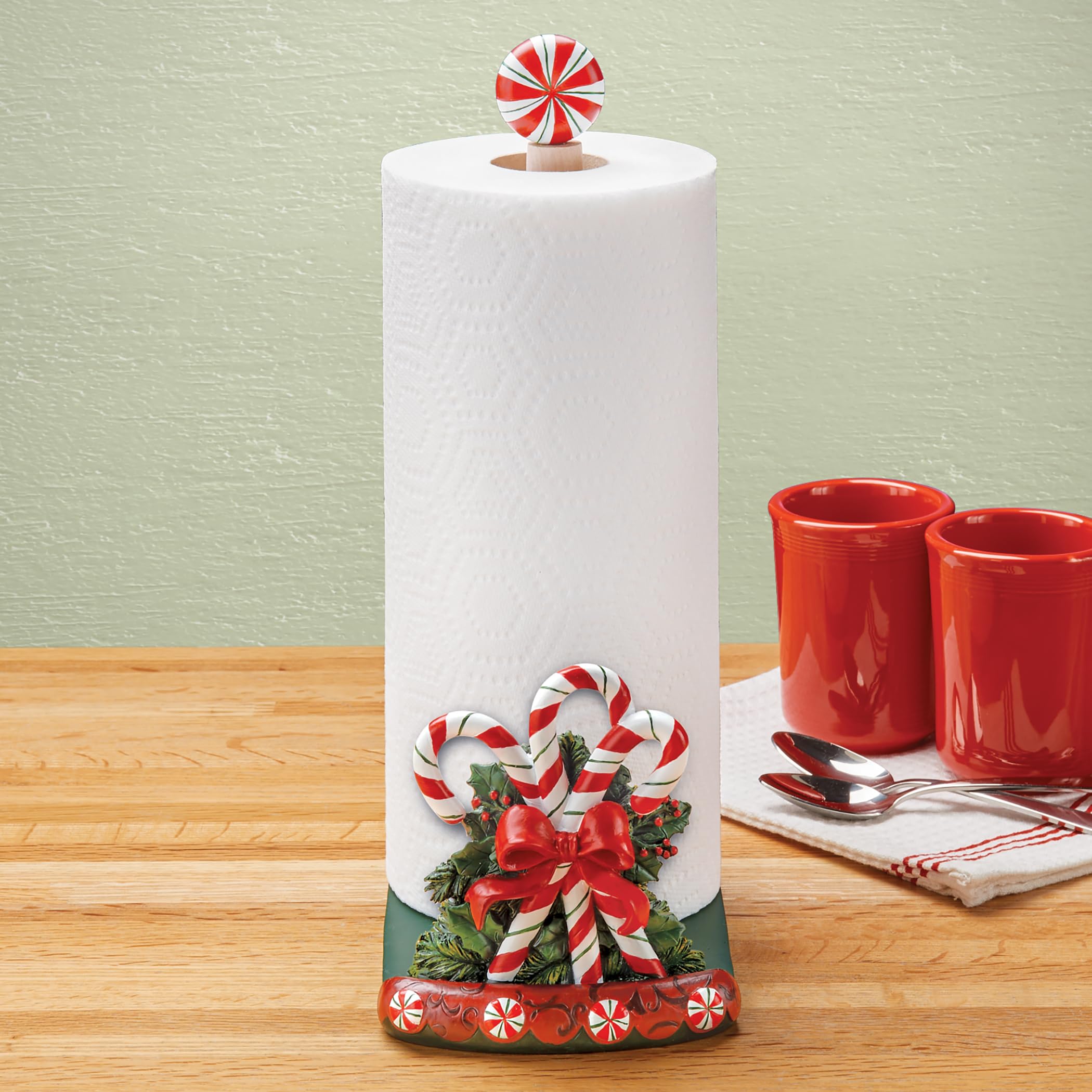 Collections Etc Candy Cane Kitchen Christmas Paper Towel Holder