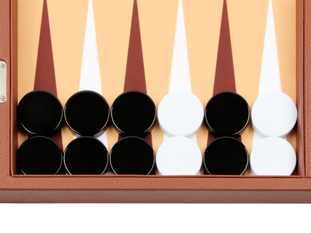 Silverman & Co. 19-inch Premium Backgammon Set - Desert Brown Board