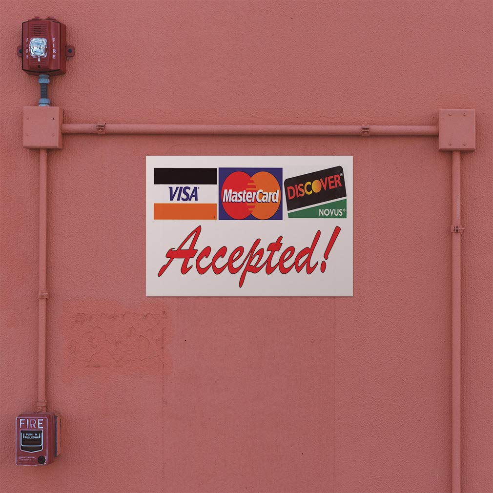 Decal Stickers Multiple Sizes Accepted ! Visa MasterCard Discover Red Industrial Vinyl Safety Sign Label Business 10x7Inches