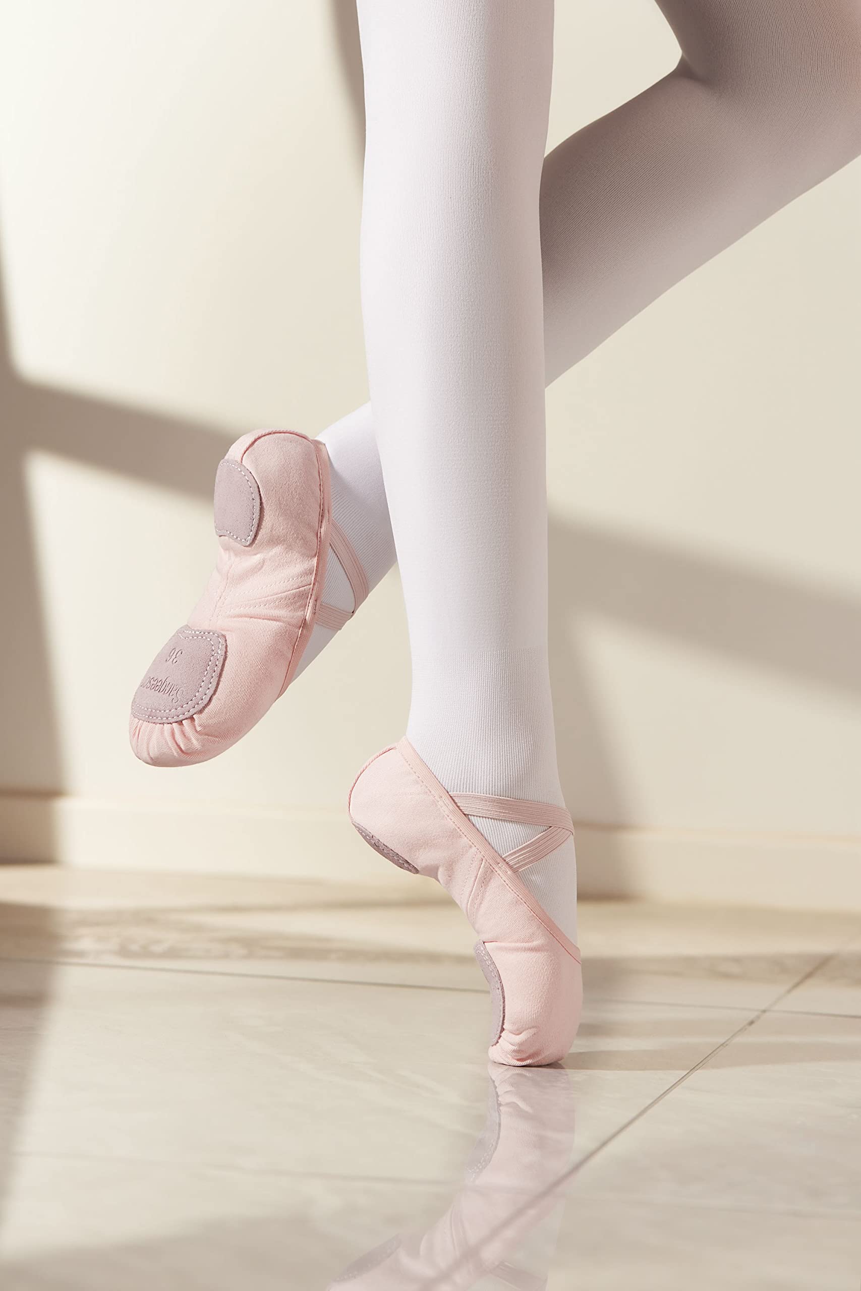 Dance Women's Ballet Shoes Stretch Canvas Performa Dance Slippers Split Sole for Girls/Adult, Size 10.5, Pink, 2pcs