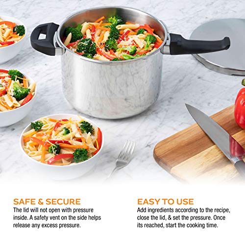 Zavor DUO 6.3 Quart Multi-Setting Pressure Cooker with Digital Cookbook and Steamer Basket - Polished Stainless Steel (ZCWDU02)
