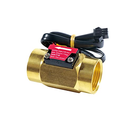 GREDIA G3/4"" Female Thread Brass Water Flow Sensor Switch Hall Effect Liquid Flowmeter Fluidmeter Counter BSP 2-50L/Min(58mm in Total Length)