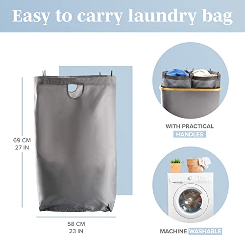 Lonbet - Gray Double Laundry Hamper with Lid, 2 Sections and Removable Bags, Hamper for Laundry 2 Compartment to Simplify Laundry Day for Busy Moms, 39.6 Gallons (3-5 Loads in a Washing Machine)