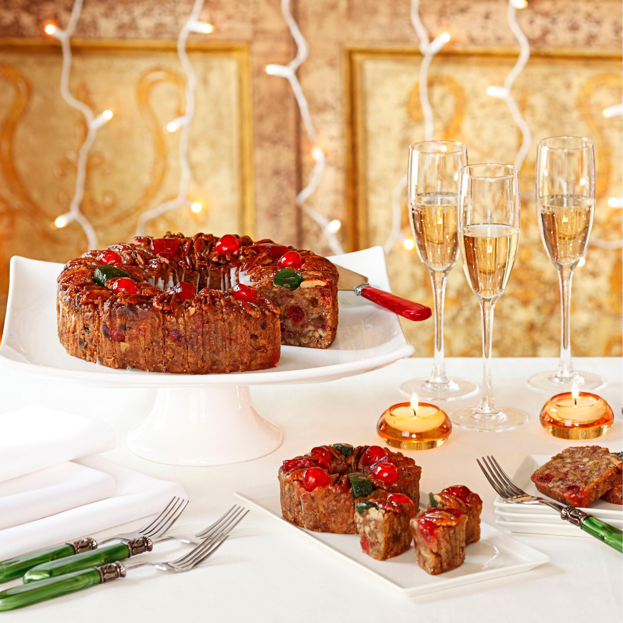 Collin Street Bakery DeLuxe Fruitcake - Handcrafted Fresh with Pecans, Pineapple, Papaya, Ripe Cherries, Raisins, & Honey - Giftable Collector's Tin - Baked in Texas Since 1896-8" - 102A