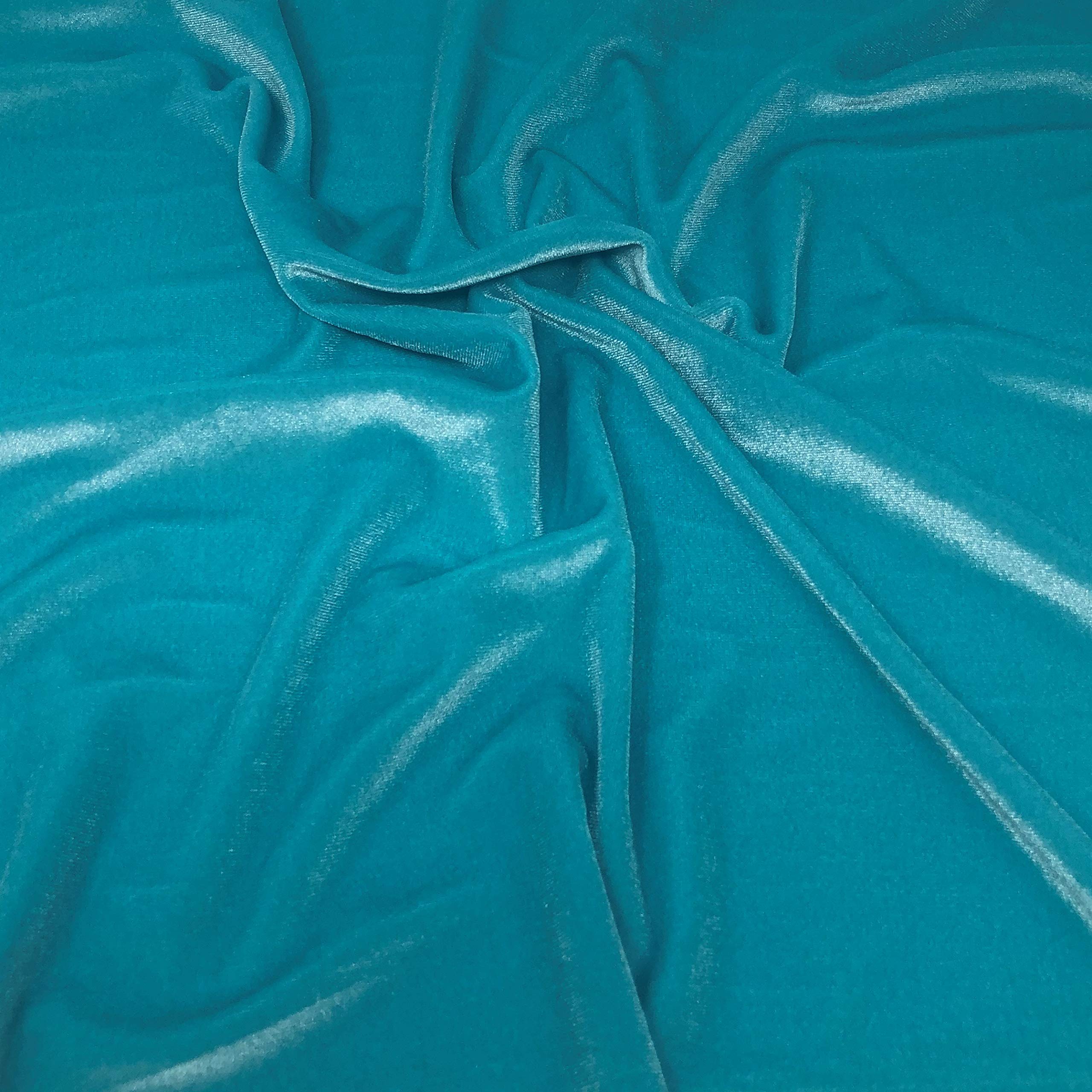 Stretch Velvet Solid by Elotex International Fabric (Turquoise Aqua)