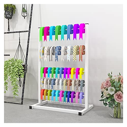 JYHHCYS Metal 4 Tier Ribbon Holder Organizer Large Capacity, Commercial Home Ribbons Storage Organizers Rack for Craft Room/Cake Shop/Flower Store (Color : White)