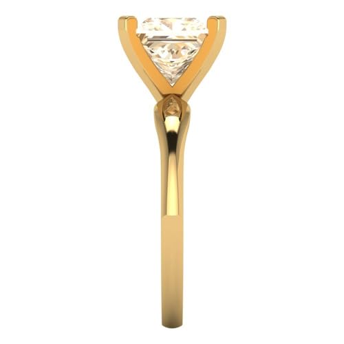 Clara Pucci 2.4ct Princess Cut Solitaire Genuine Natural Morganite Wedding Bridal Designer art deco Anniversary Ring 14k Yellow Gold