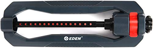 Eden 94113 Lawn & Garden Essential Oscillating Water Sprinkler For Yard W/Quick Connect Starter Set, 16 Nozzles, Covers up to 3,600 sq. ft, Heavy Weight Base