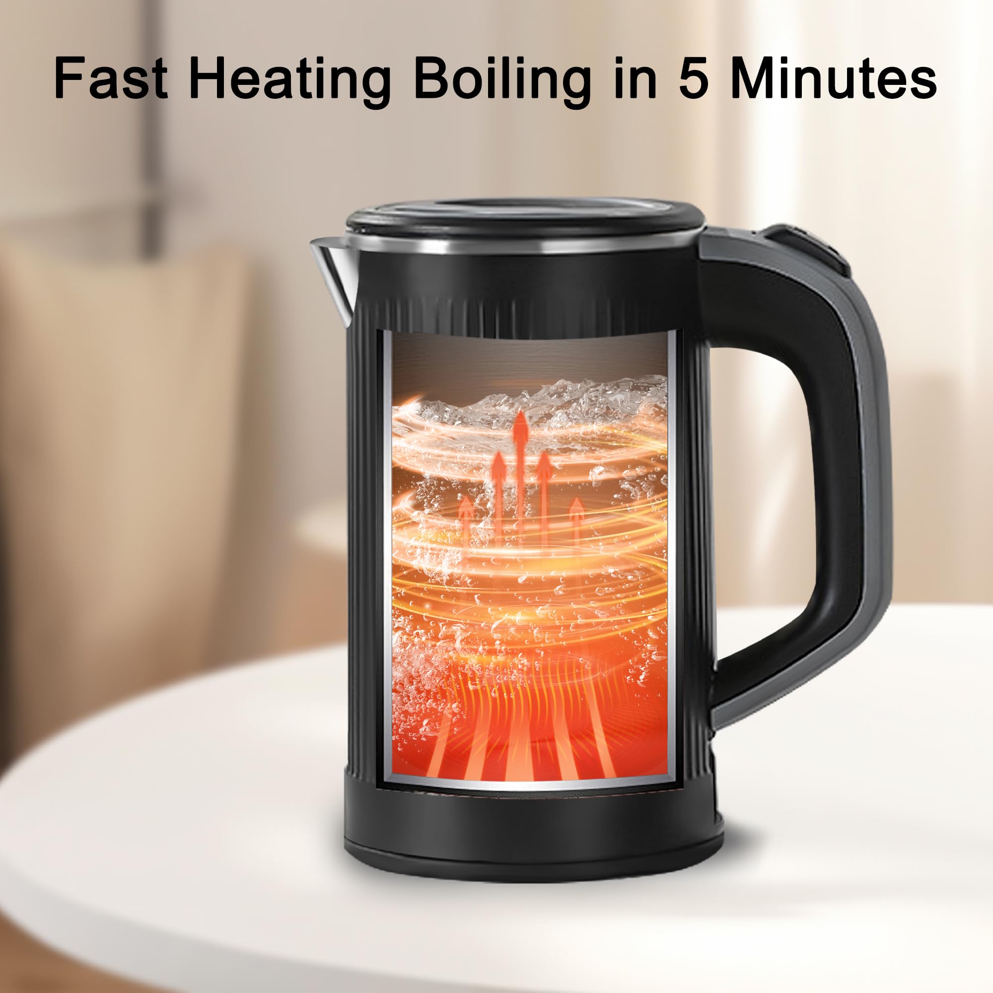 LumoShine Portable Espresso Machine Self Heating Portable Coffee Maker With 0.8L Small Electric Tea Kettle
