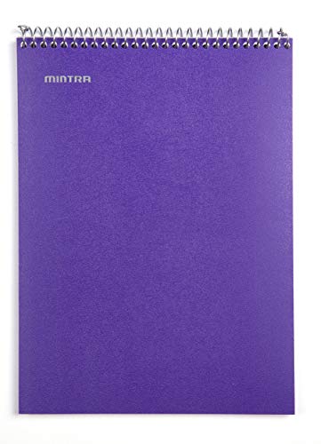 Mintra Office TOP BOUND Durable Spiral Notebooks (Teal, Purple, White, College Ruled 3pk)