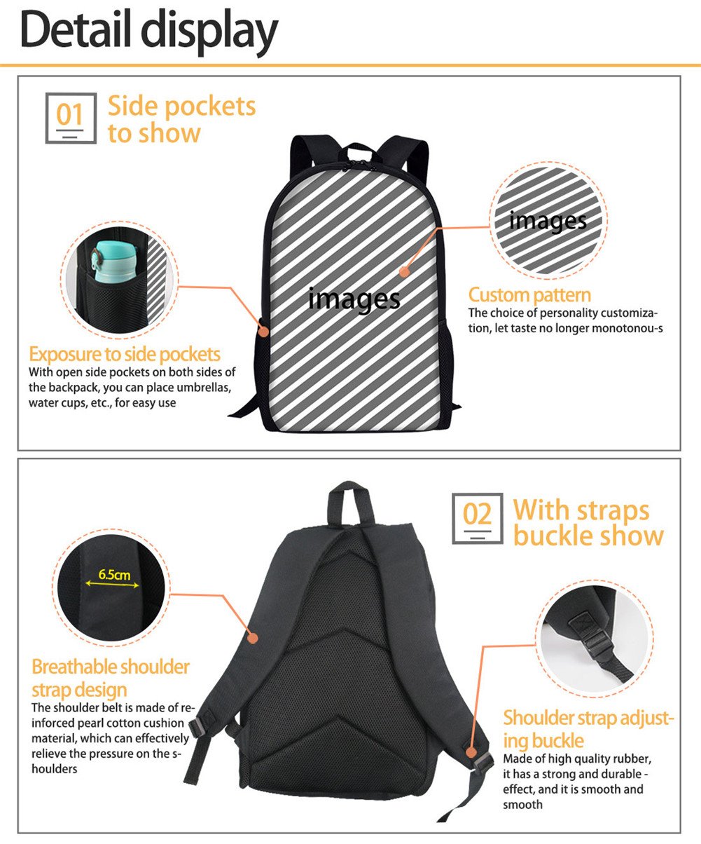 FOR U DESIGNS School Backpack Set Canvas Teen Boys Bookbags 14" Laptop Backpack Kids Lunch Tote Bag Baseball Painting