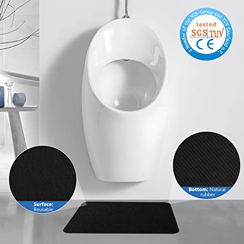 HBGOTL Urinal Mats for Men Bathroom (12 Pieces) | Urinal Pads | Urinal Floor Mats Under Urinal | Anti-Slip | Super Absorbent | Long Lasting | Black | Rectangular Shape