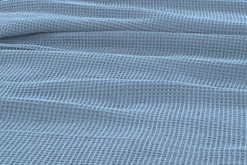 HILLFAIR 100% Cotton Blanket with 2 Throw Pillow Cover 18x18 Inch - 102x108 Inch California King Size Bed Blankets- Soft Breathable Blanketsā Extra Large Oversized Cotton Blankets- Blue Bed Blankets