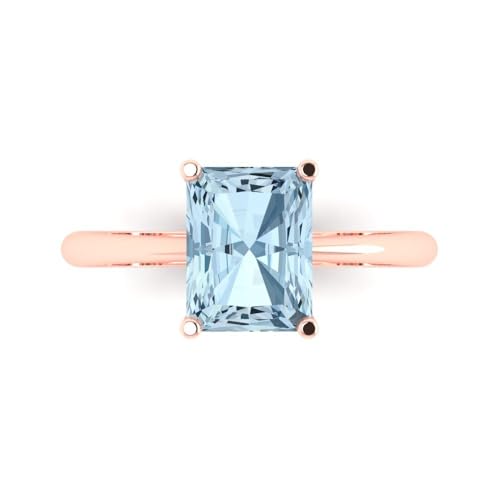 Clara Pucci 2.5ct Radiant Cut Solitaire Natural Sky Blue Topaz gemstone Bridal Designer Anniversary Engagement Ring Real 14k Rose Gold