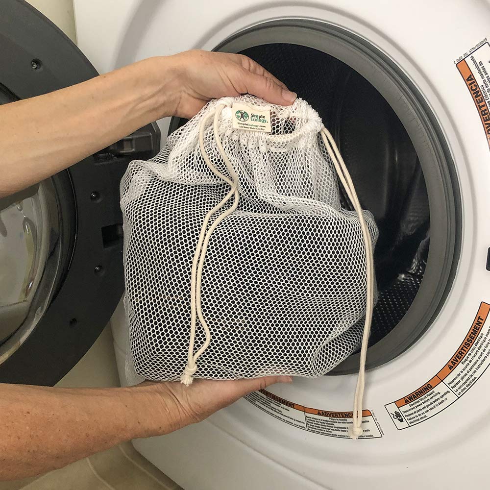 Simple Ecology Organic Cotton Mesh Laundry Bag; Machine Washing Bags for Delicates, Lingerie and Garments, Set of 3 (S, M, L)