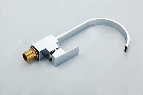 TSHH Square Kitchen Sink Faucet Single Handle One Hole Mixer Tap Kitchen Bath Faucet,Polished Chrome,FC1027