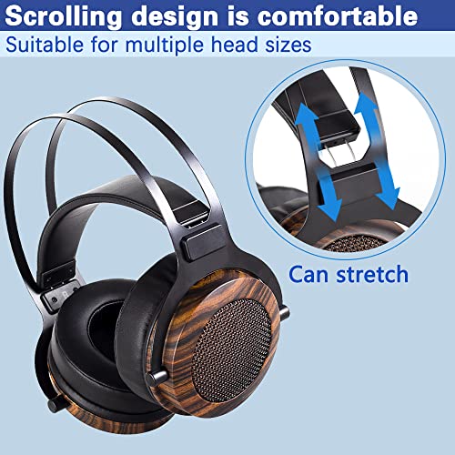 lotorasia Wired Over Ear Headphones, Studio Headset Music Recording 50mm Drivers 3.5mm/6.35mm Audio Jack for Guitar amp Recording and Music Audiophile(Non Solid Wood)