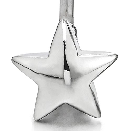 COOLSTEELANDBEYOND Steel Puff Star Belly Button Ring Body Jewelry Piercing Ring Navel Ring Barbells with Cubic Zirconia
