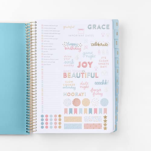 PPP 2023 Home Planner (Blue Leaf) | Work from Home Planner w/Stickers | Daily Checklist | Monthly Budget Worksheet | Monthly Calendar Layout | Vacation Checklist | Coil Binding | Poly Laminated Cover