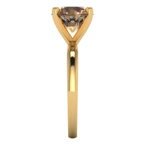 Clara Pucci 3.0 ct Round Cut Solitaire Brown Champagne Simulated Diamond Bridal Designer Anniversary Engagement Ring in 14k Yellow Gold