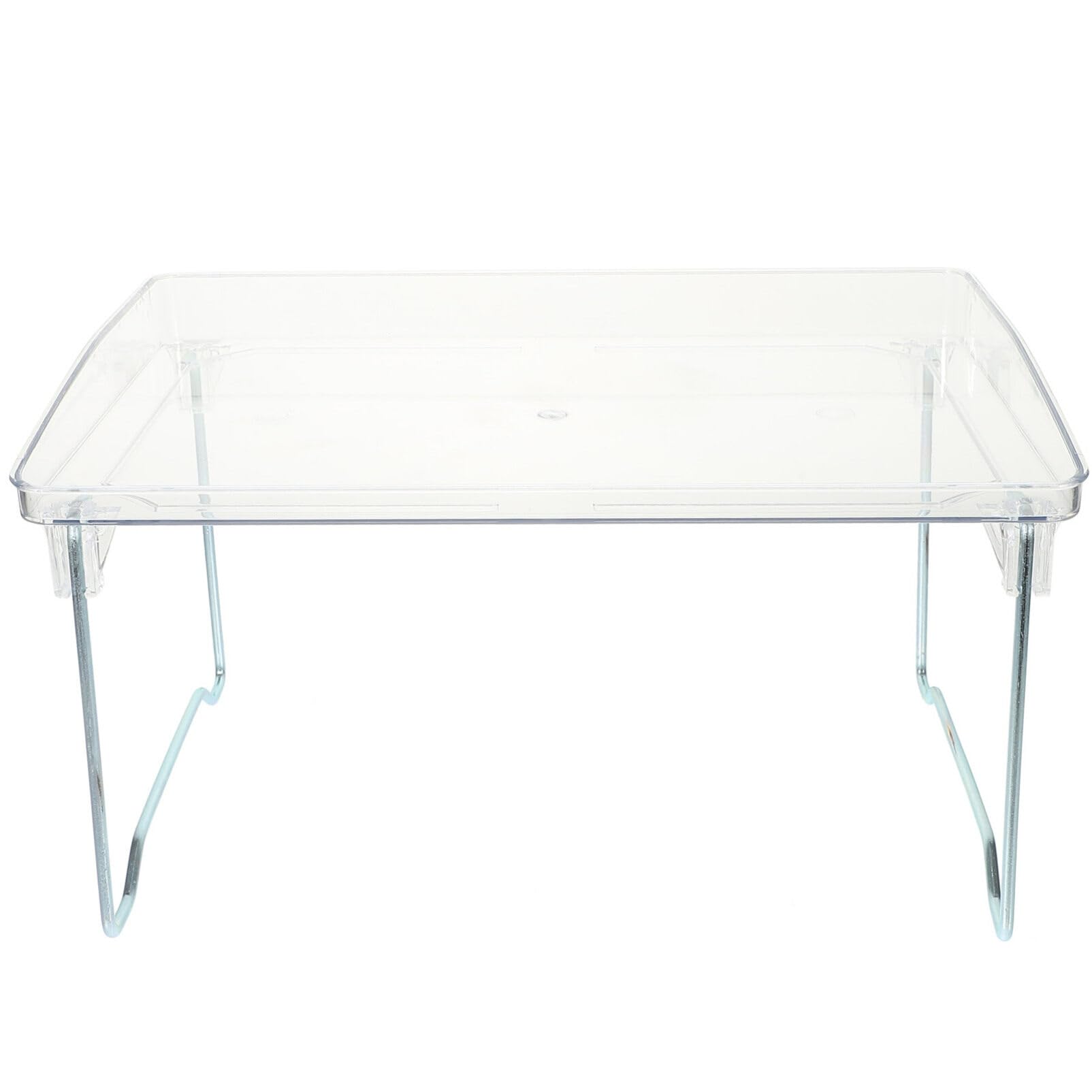 Desk Cup Holder Clear Lap Desk Folding Acrylic Bed Tray Countertop Storage Rack Clear Laptop Stand Bed Desk Table for Reading Eating Writing Kitchen Bathroom Storage Holder