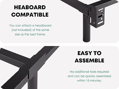 RLDVAY Full-Size Bed-Frame, 9 Inch Metal Bed-Frame-Full for Box Spring, Quick & Easy Assembly, Heavy Duty Full Bed Frame Noise Free, Black