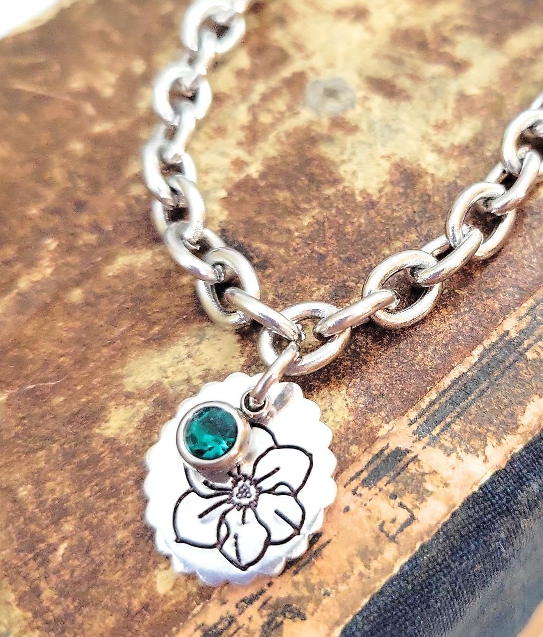 December Birthstone Charm Bracelet and Birth Month Narcissus Flower Simple Dainty Gift for Her Mom Daughter
