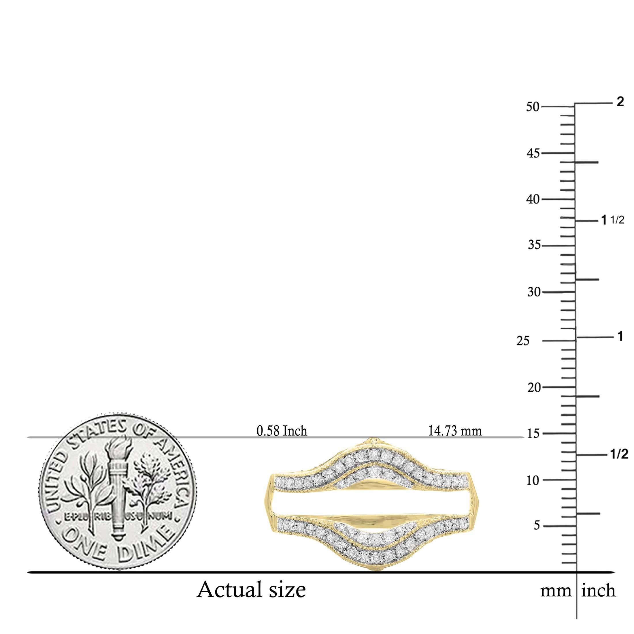 Dazzlingrock Collection 0.52 Carat (ctw) 14K White Diamond Ladies Wedding Enhancer Guard Ring 1/2 CT, Yellow Gold, Size 8.5