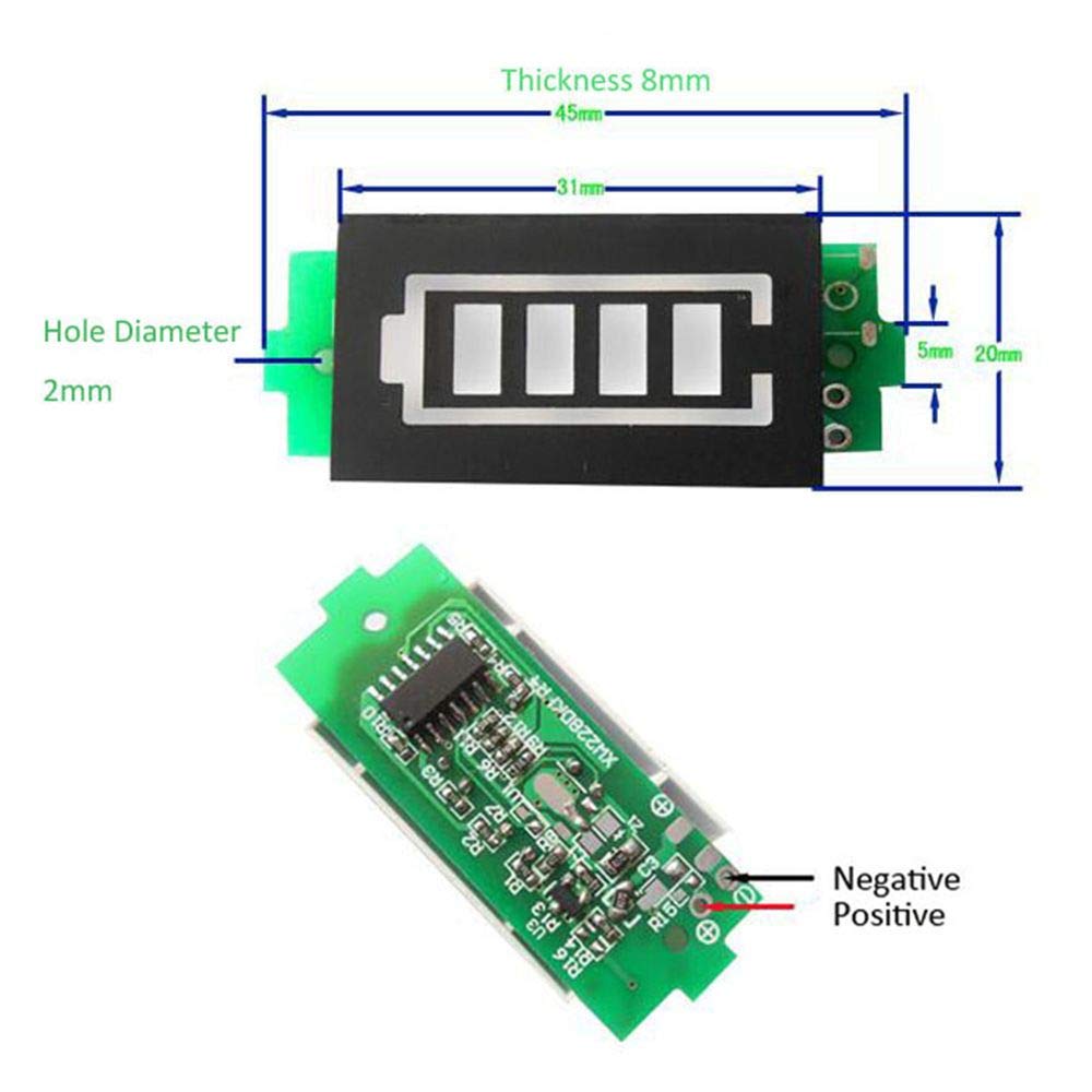 DAOKI 2Pcs 3S 12.6V Battery Capacity Indicator Module Lithium Lipo Battery Capacity Tester Li-Ion Module 4 Sections Blue LED Display Electric Vehicle