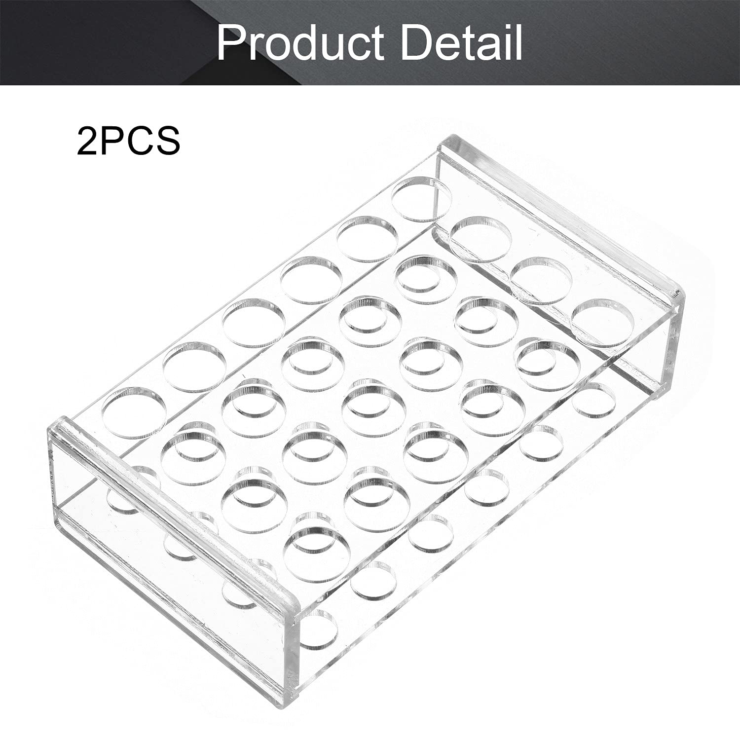 Othmro 2pcs Transparent Acrylic Test Tube Holder Rack,Centrifuge Tube Holder,Plastic Stand for Labortory Holder 14mm 24Holes Suitable for 5ml Test Tubes