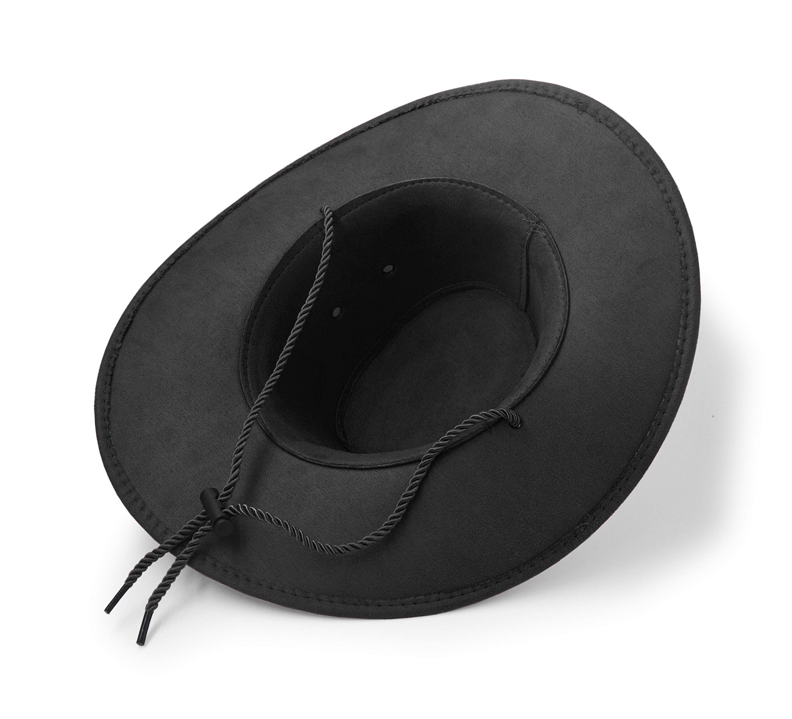 Cowboy Hat, Sun Hat Faux Felt Leather Suede Travel Cap Western Hat Outdoor Sun Protect Black