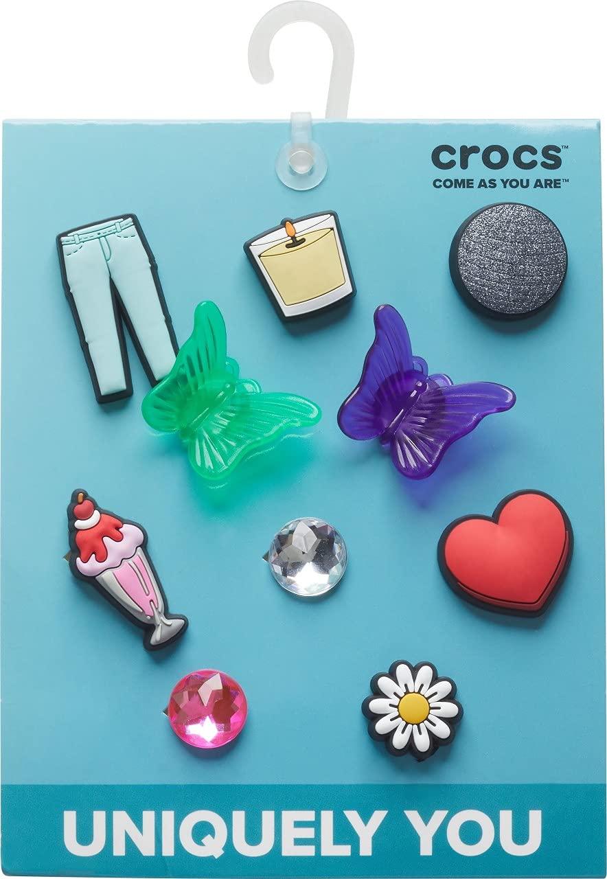 Crocs Jibbitz, Shoe Charm, Hype Bay, 10 Pack, Cool Girl, 10 Pack, Men's, Multi, Free, multicoloured, One Size