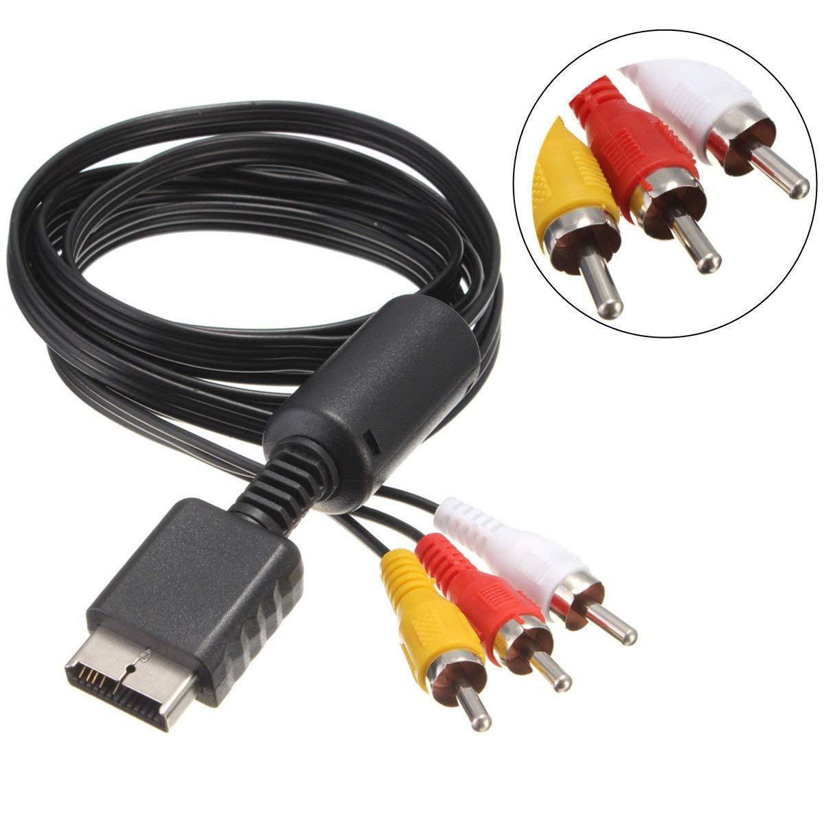 WICAREYO Power Supply with AV Cable for PS2 Slim 70000, Power Adapter Charger US Plug AC Power Supply Charger with Composite Audio Video AV Cable for Playstation 2 PS2 Slim 70000 Console