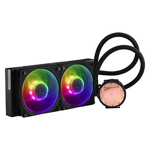 Cooler Master MasterLiquid ML240P Mirage ARGB Close-Loop AIO CPU Liquid Cooler, 240 Radiator, Transparent Pump, Addressable RGB Lighting, Dual MF120 Fans for AMD Ryzen, TR4 /Intel LGA1151