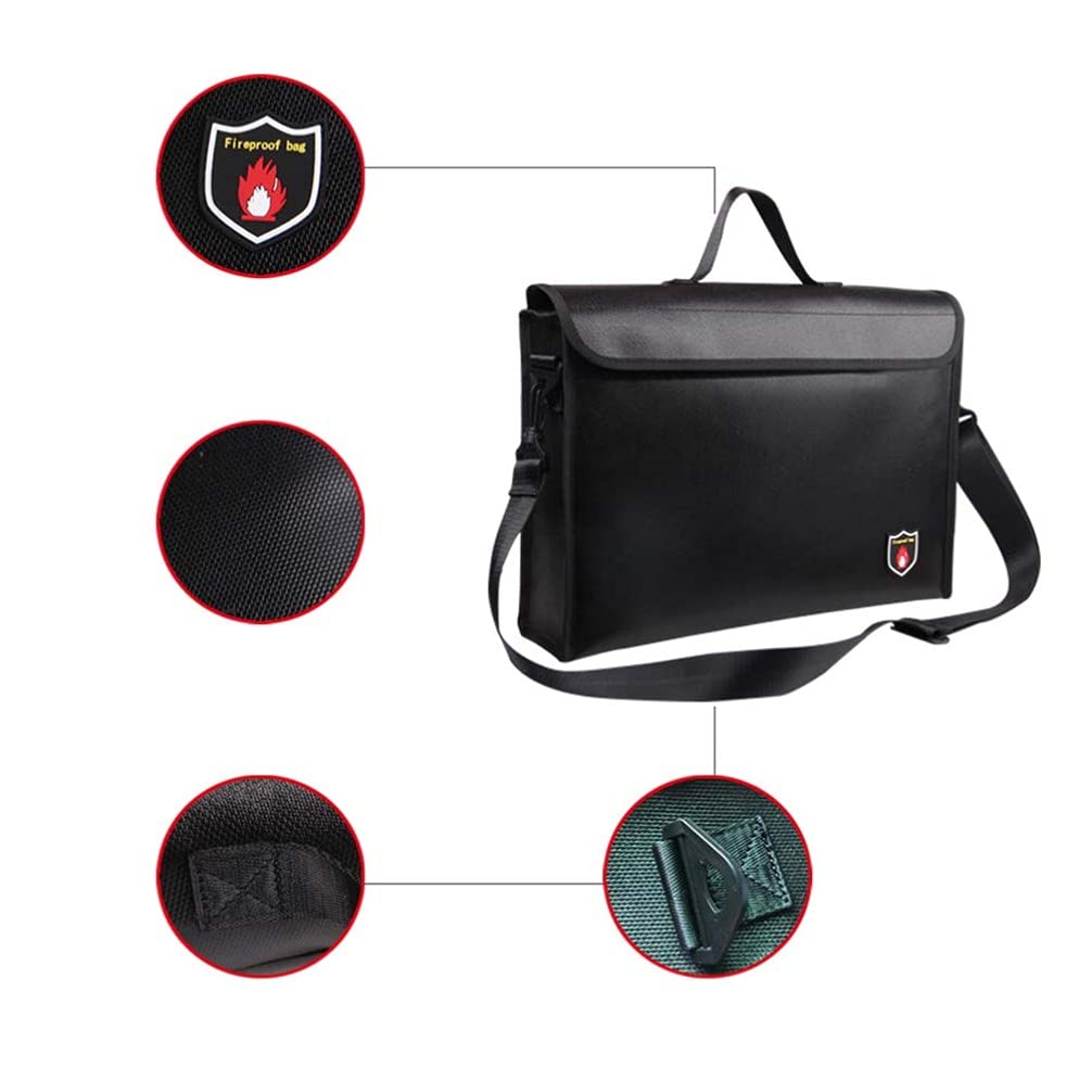 Fireproof Document Bag File Bag Office Travel File Money Organizer Bag for Important Documents Cash Notebook Passport Fireproof Money Bag