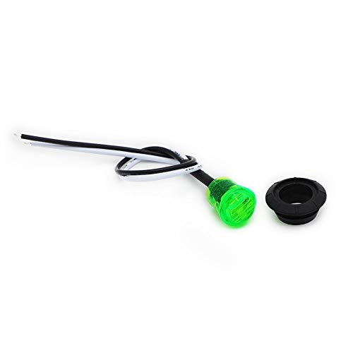 Meerkatt (Pack of 10) 3/4 Inch Mini Round Green LED Flush Mount Indicator Light Side Marker Clearance Lamp w/Grommets Universal Fit Truck Trailer Boat Pickup 12V DC