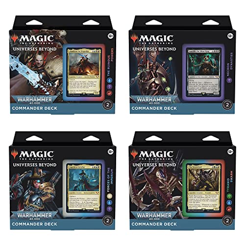 Magic: The Gathering Universes Beyond Warhammer 40,000 Commander Deck Bundle â Includes 1 The Ruinous Powers, 1 Necron Dynasties, 1 Forces of the Imperium, and 1 Tyranid Swarm